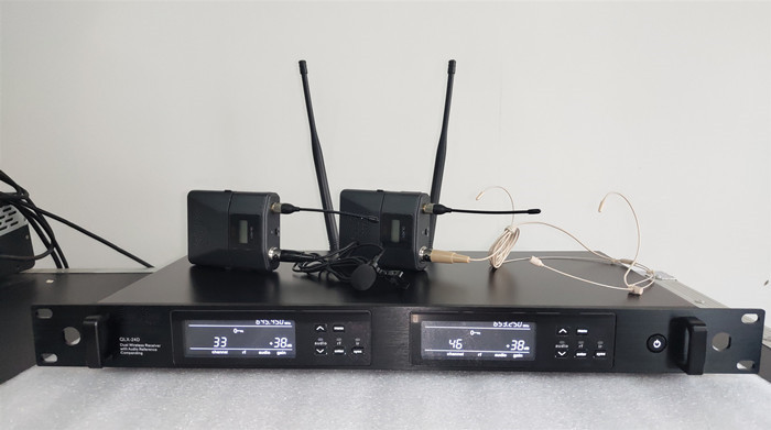 QLX-24D True Diversity uhf dual channel wireless headset microphone for ...